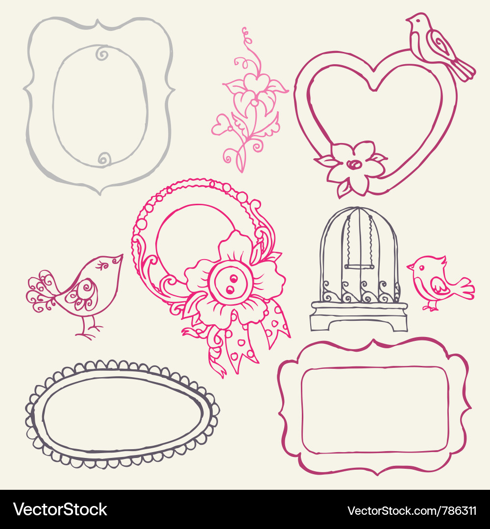 Sweet doodle frames Royalty Free Vector Image - VectorStock