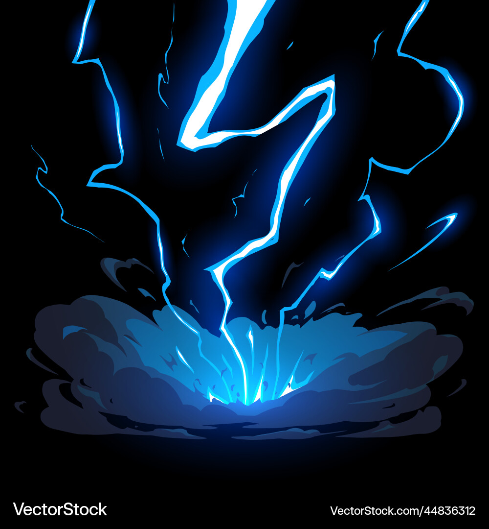 Blue lightning hit effect on black background Vector Image