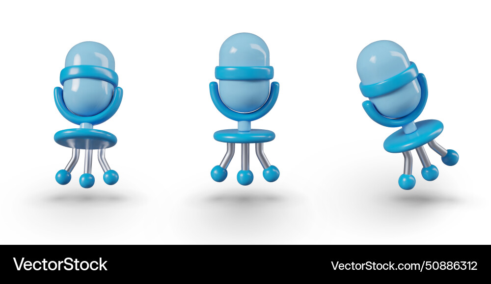 Blue round microphone in cartoon style digital Vector Image