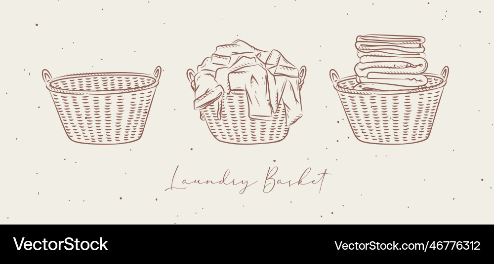 Laundry baskets empty with dirty and clean Vector Image