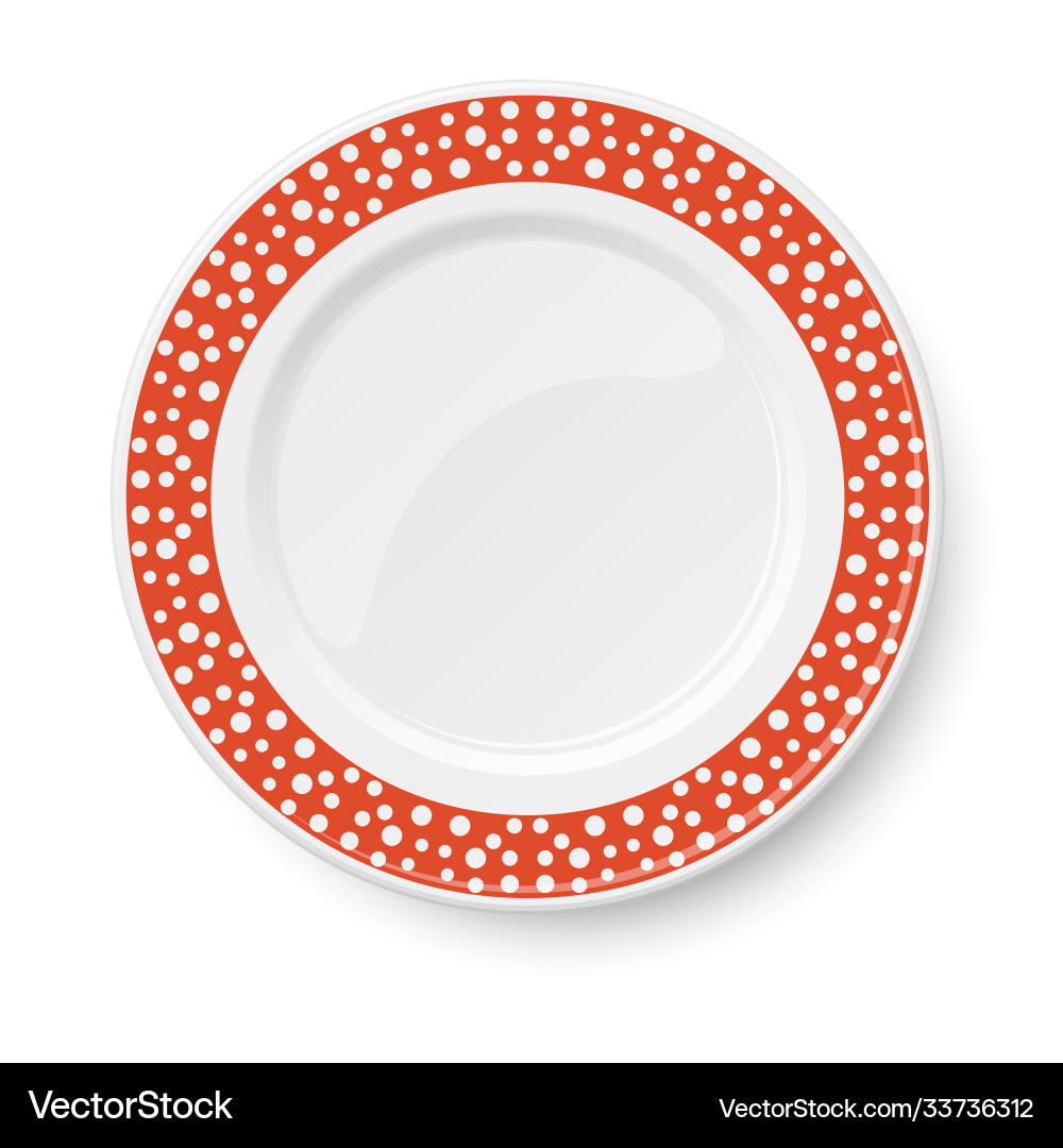 Red plate with white polka dot pattern isolated Vector Image
