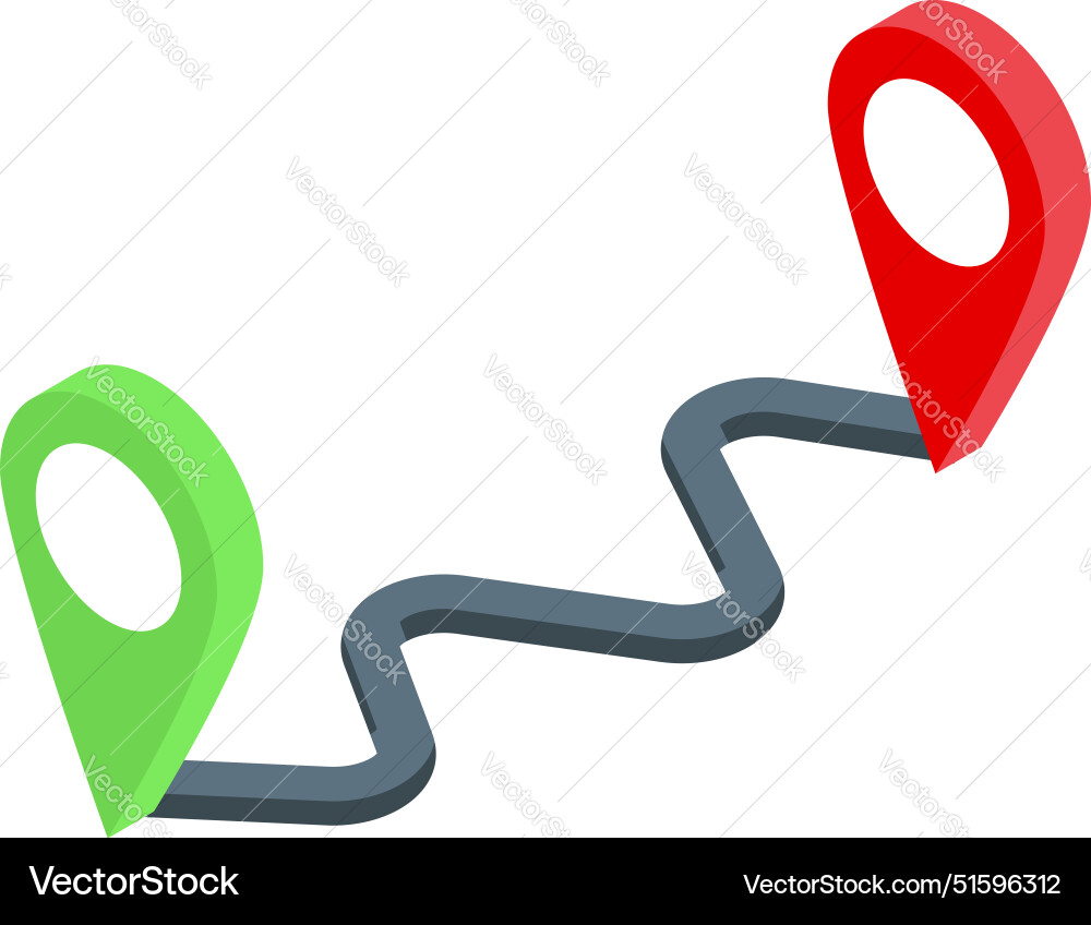 Road trip route showing destination with winding Vector Image