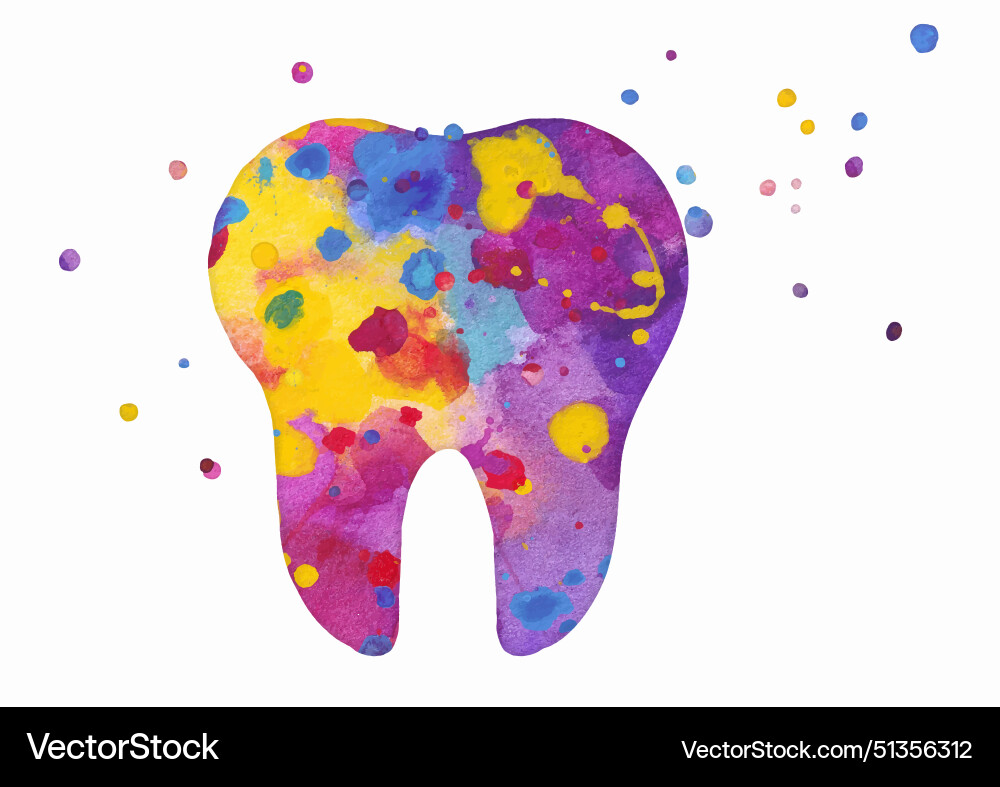 Tooth icon colorful watercolor Royalty Free Vector Image