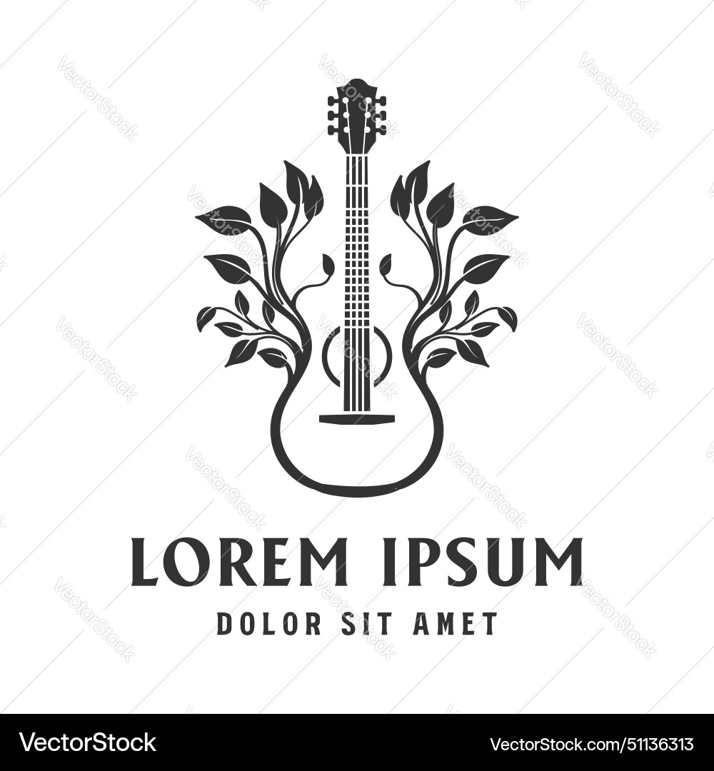 Acoustic guitar with tree plant leaf Royalty Free Vector