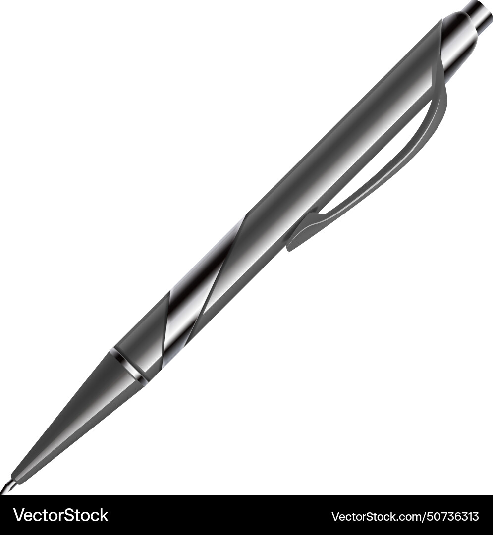 Ballpoint pen realistic mockup blank metal Vector Image
