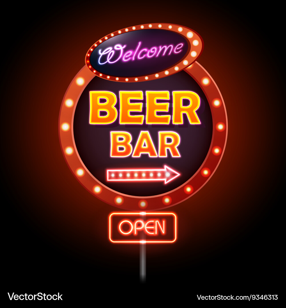 Bier Bar Neonzeichen Lizenzfreies Vektorbild