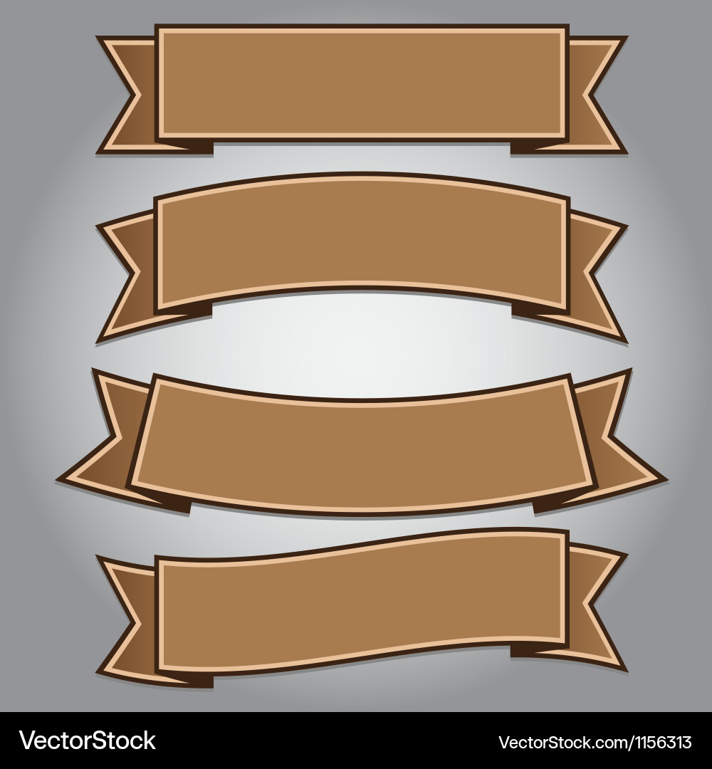Brown Ribbon Banner Collection Royalty Free Vector Image