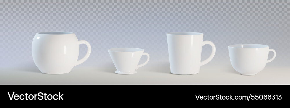 Coffee mug mockup set of different shapes Vector Image