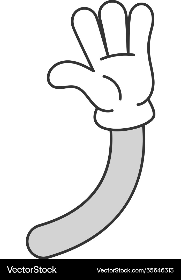 Comic hand waving goodbye gesture Royalty Free Vector Image