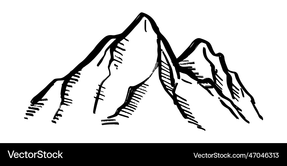 Doodle sketch style of mountain Royalty Free Vector Image
