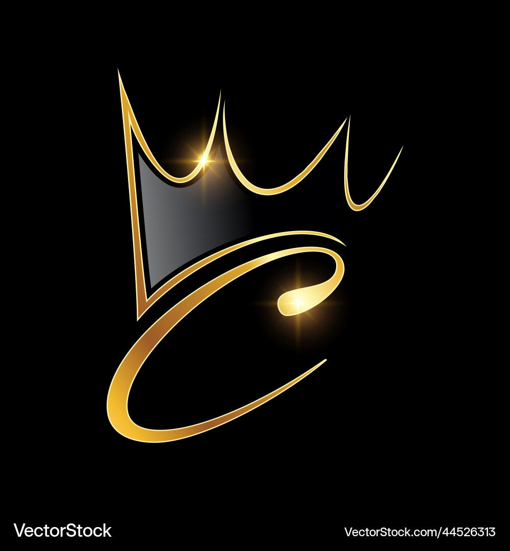 Gold monogram crown logo initial letter c Vector Image