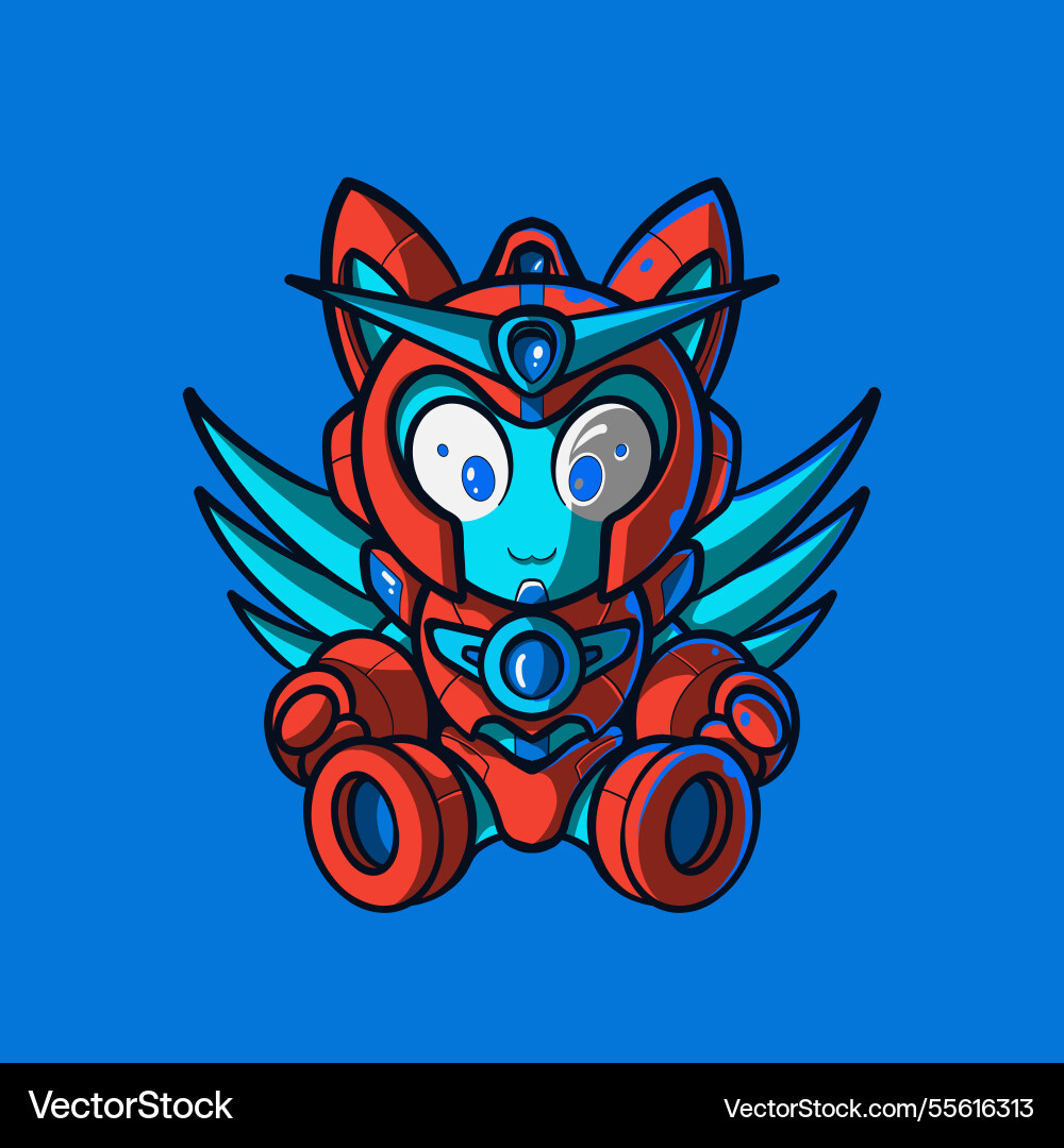 Mecha chibi angel with trending colors Royalty Free Vector