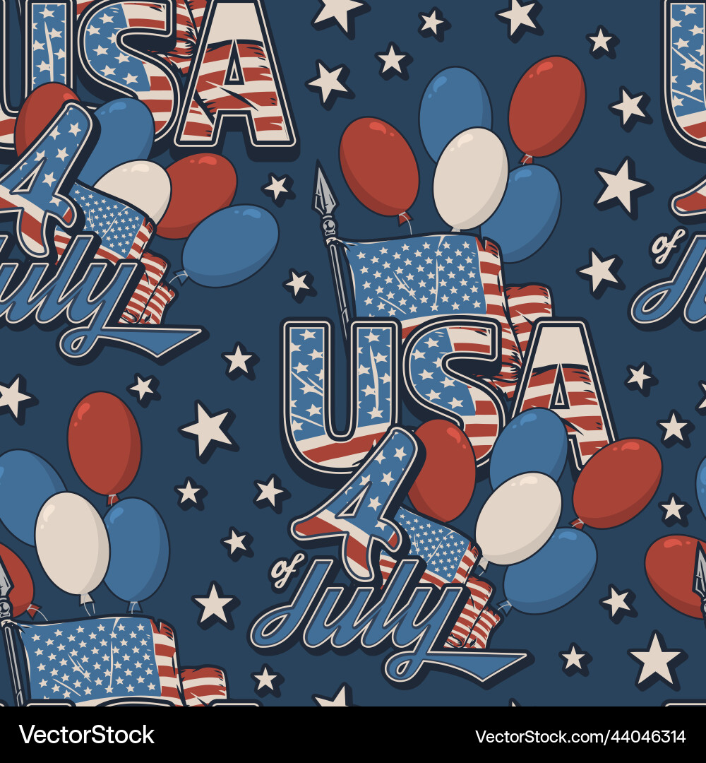 4th july pattern seamless colorful Royalty Free Vector Image