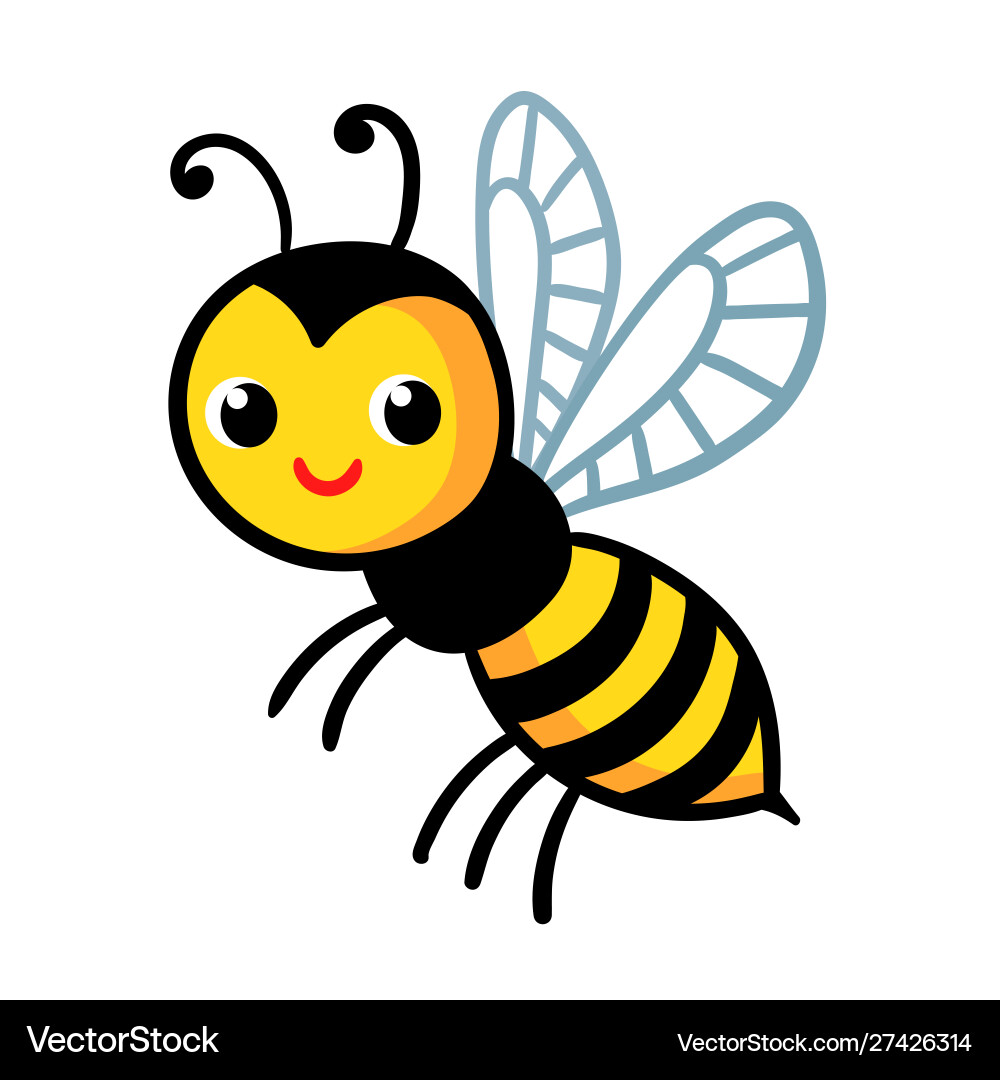 Cute wasp on a white background Royalty Free Vector Image