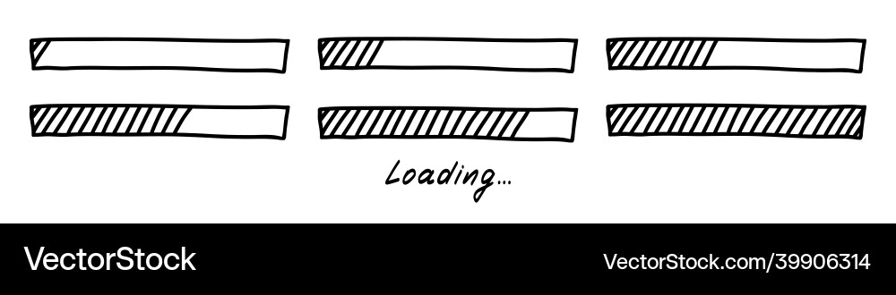 Doodle loading bar hand drawn progress Royalty Free Vector