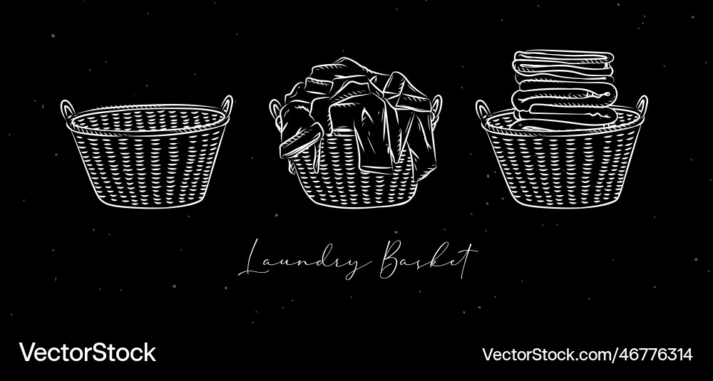 Laundry baskets with different clothes graphic Vector Image