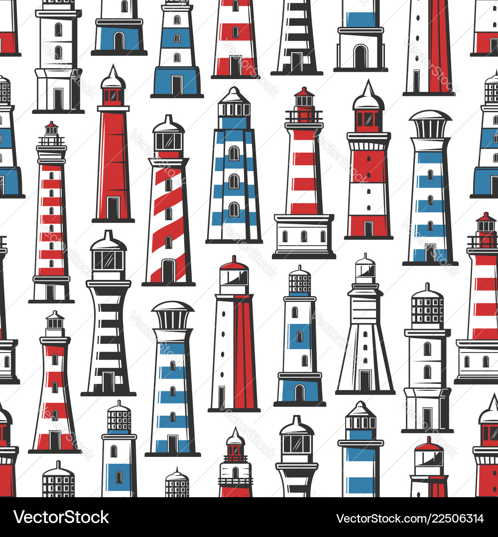 Nautical Lighthouse Pattern Royalty Free Vector Image