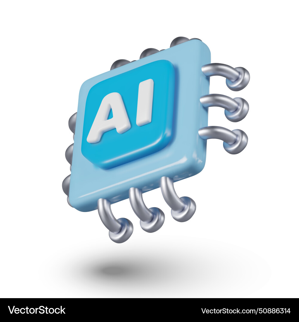 Realistic processor with legs and ai label Vector Image