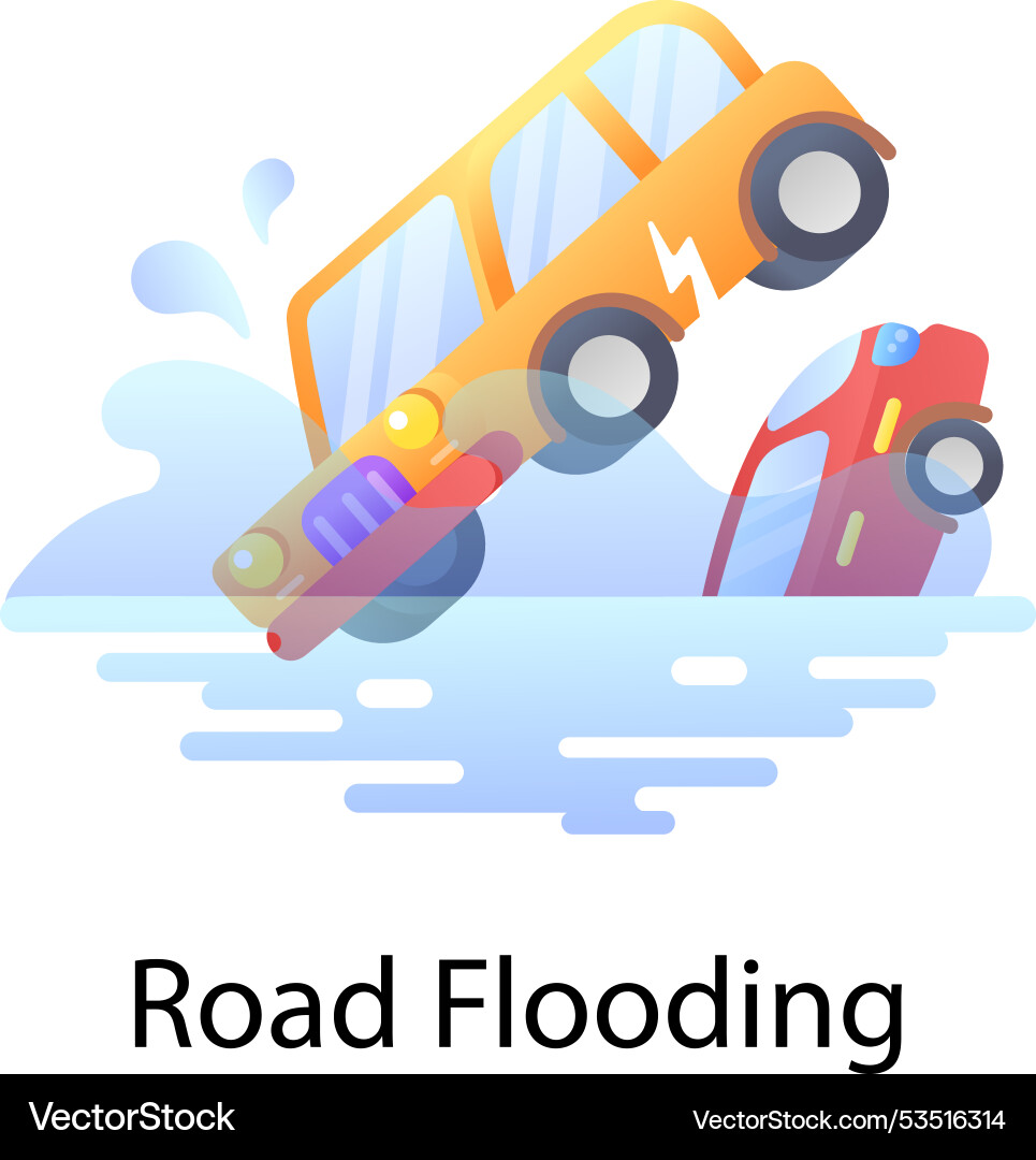 Road flooding Royalty Free Vector Image - VectorStock