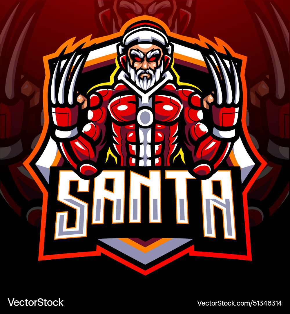 Santa mascot esport logo design Royalty Free Vector Image