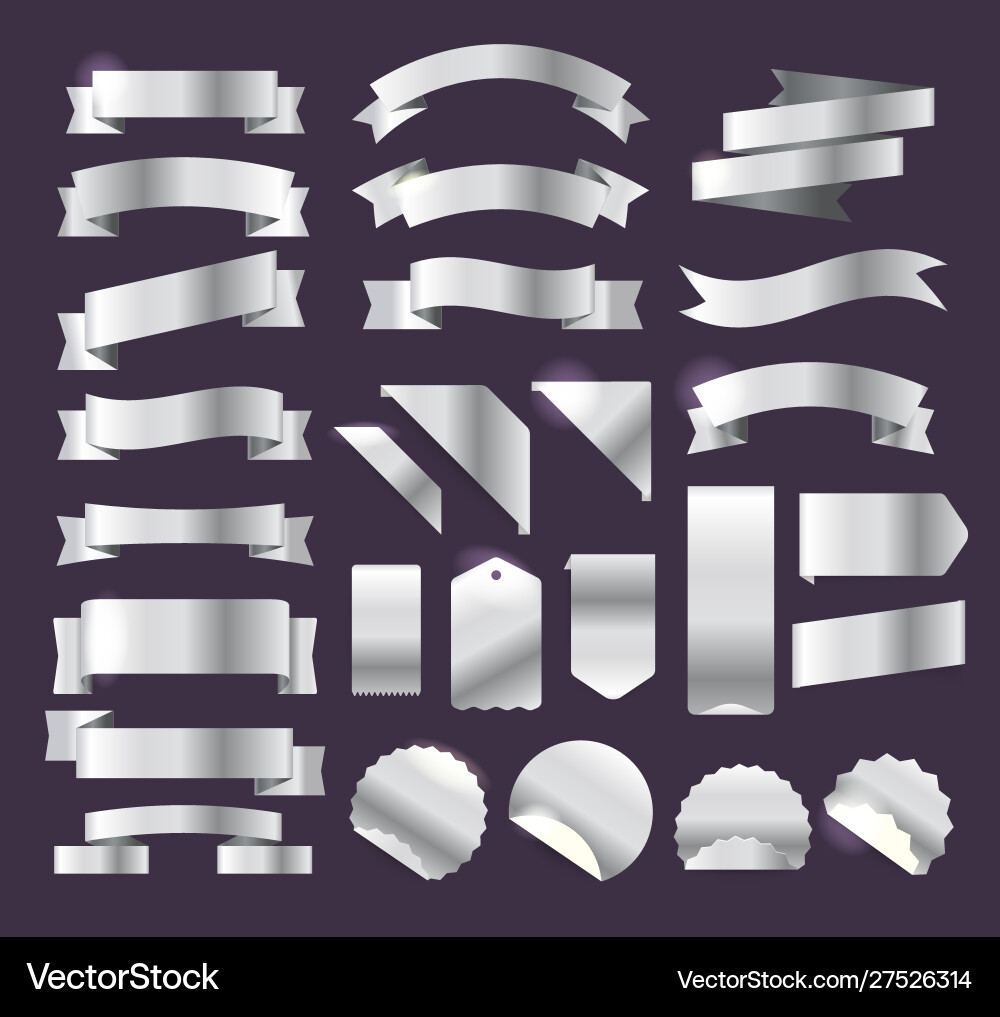 Silver Retro Ribbons & Emblems Royalty Free Vector Image