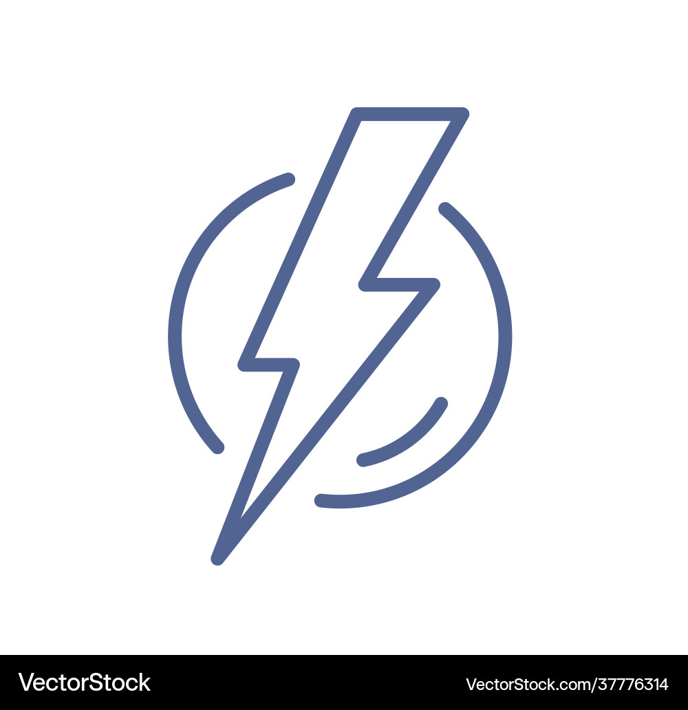 Simple line art icon lightning flash in circle Vector Image