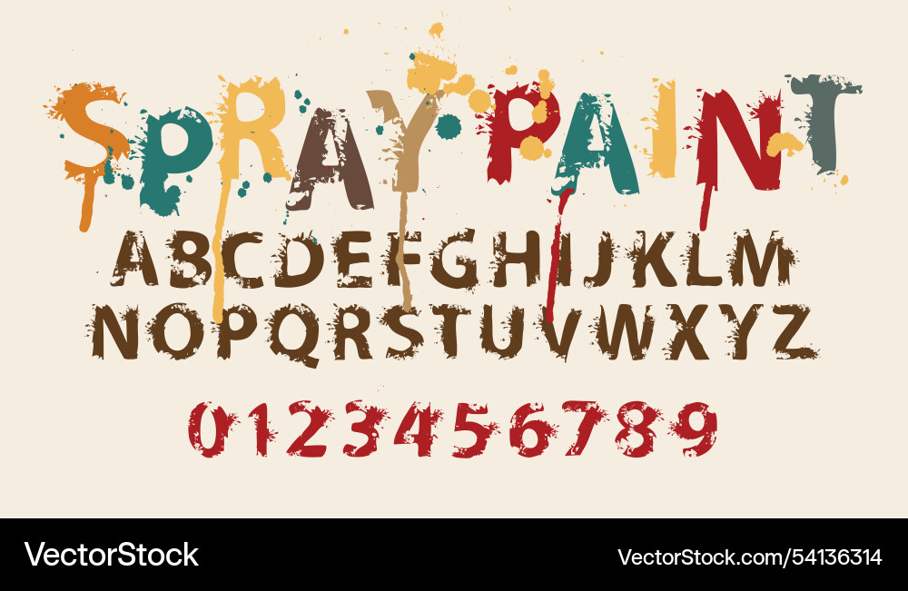 Spray paint grunge font alphabet Royalty Free Vector Image