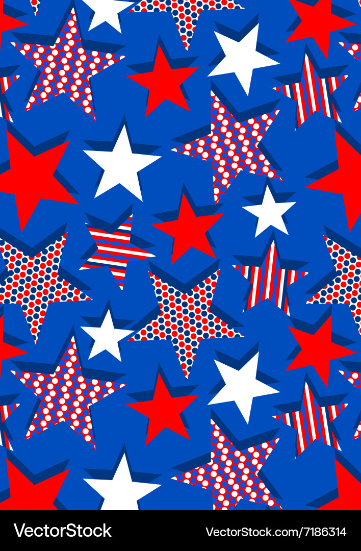 Stars with stipes and dots repeat pattern Vector Image