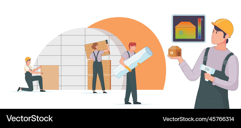 Thermal insulation project composition Royalty Free Vector