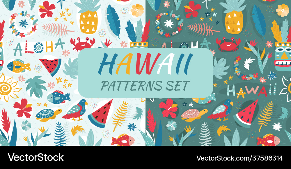 Tropical Aloha Patterns Royalty Free Vector Image