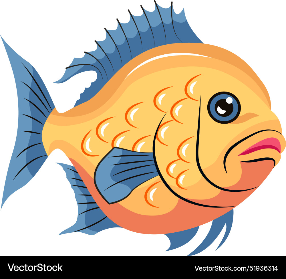 Weba flat style mascot of yellow fish Royalty Free Vector