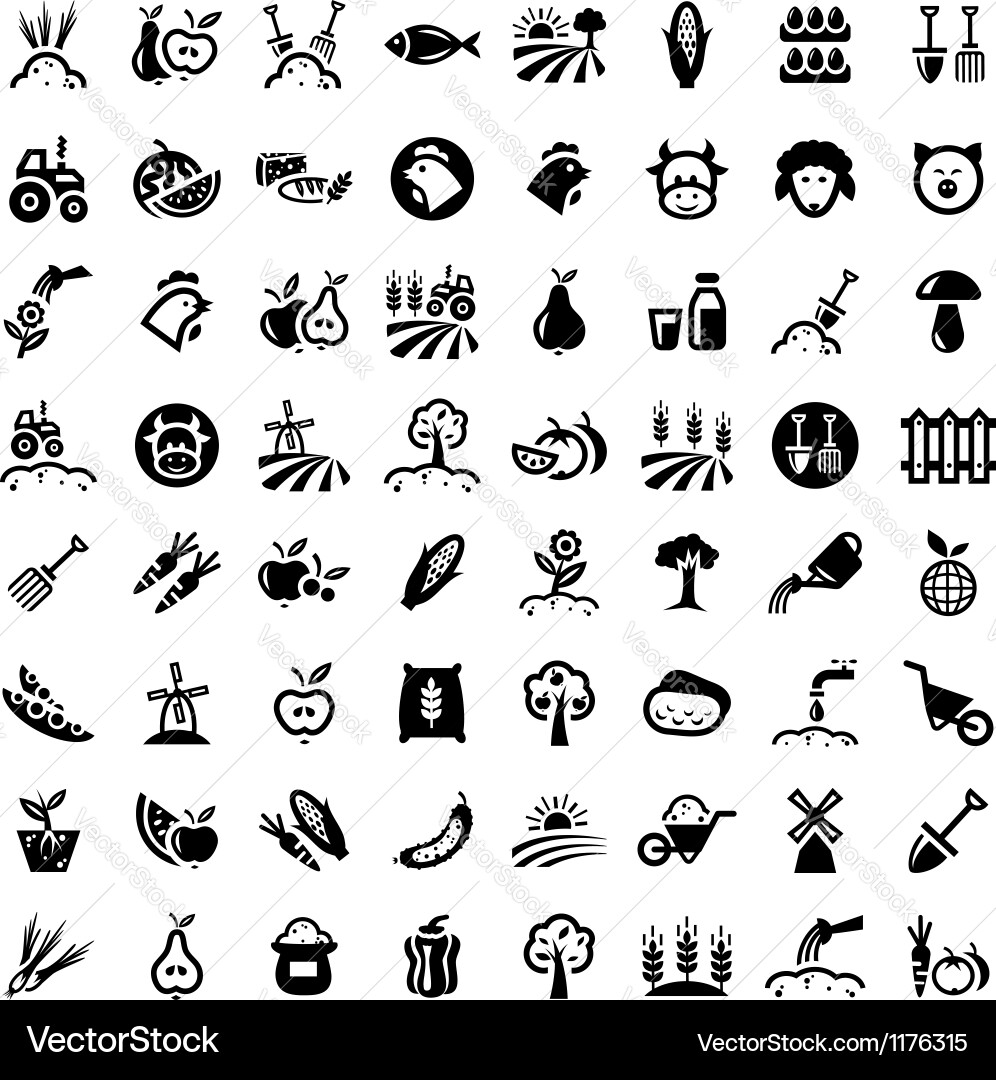 Big agriculture icons set Royalty Free Vector Image