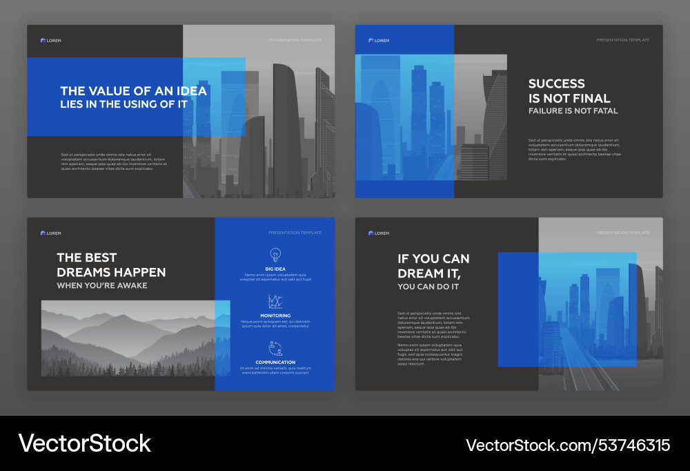 Business presentation template set Royalty Free Vector Image