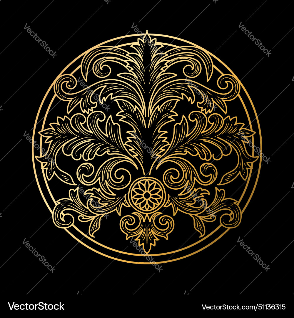 Circular golden royal border frame with art deco Vector Image