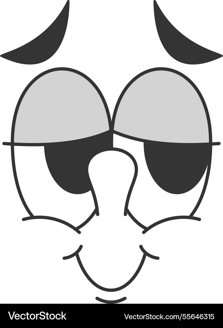 Comic face character sly squint Royalty Free Vector Image