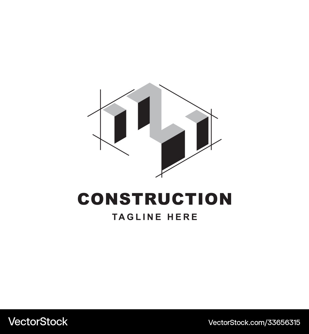 Construction logo design with letter z shape icon Vector Image
