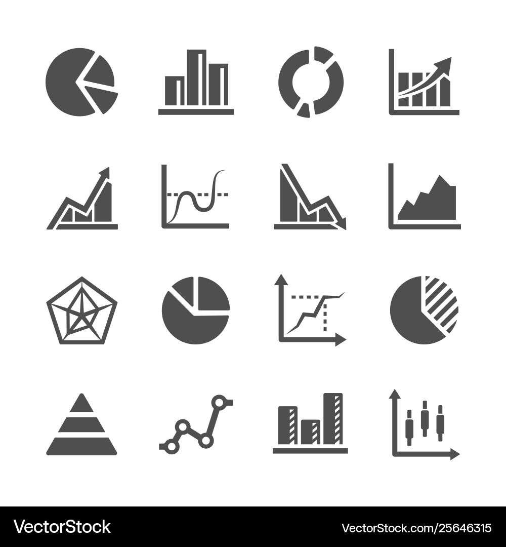 Diagram and chart icon set Royalty Free Vector Image