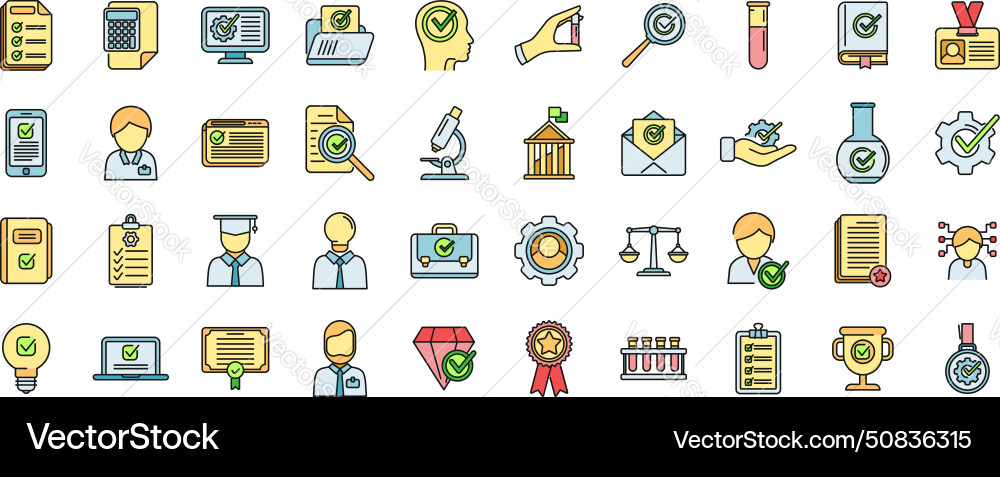Expertise icons set color line Royalty Free Vector Image