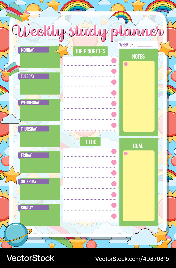 Student lesson plan and to-do list template Vector Image