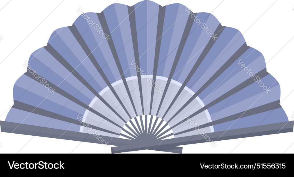 Traditional blue handheld folding fan open Vector Image