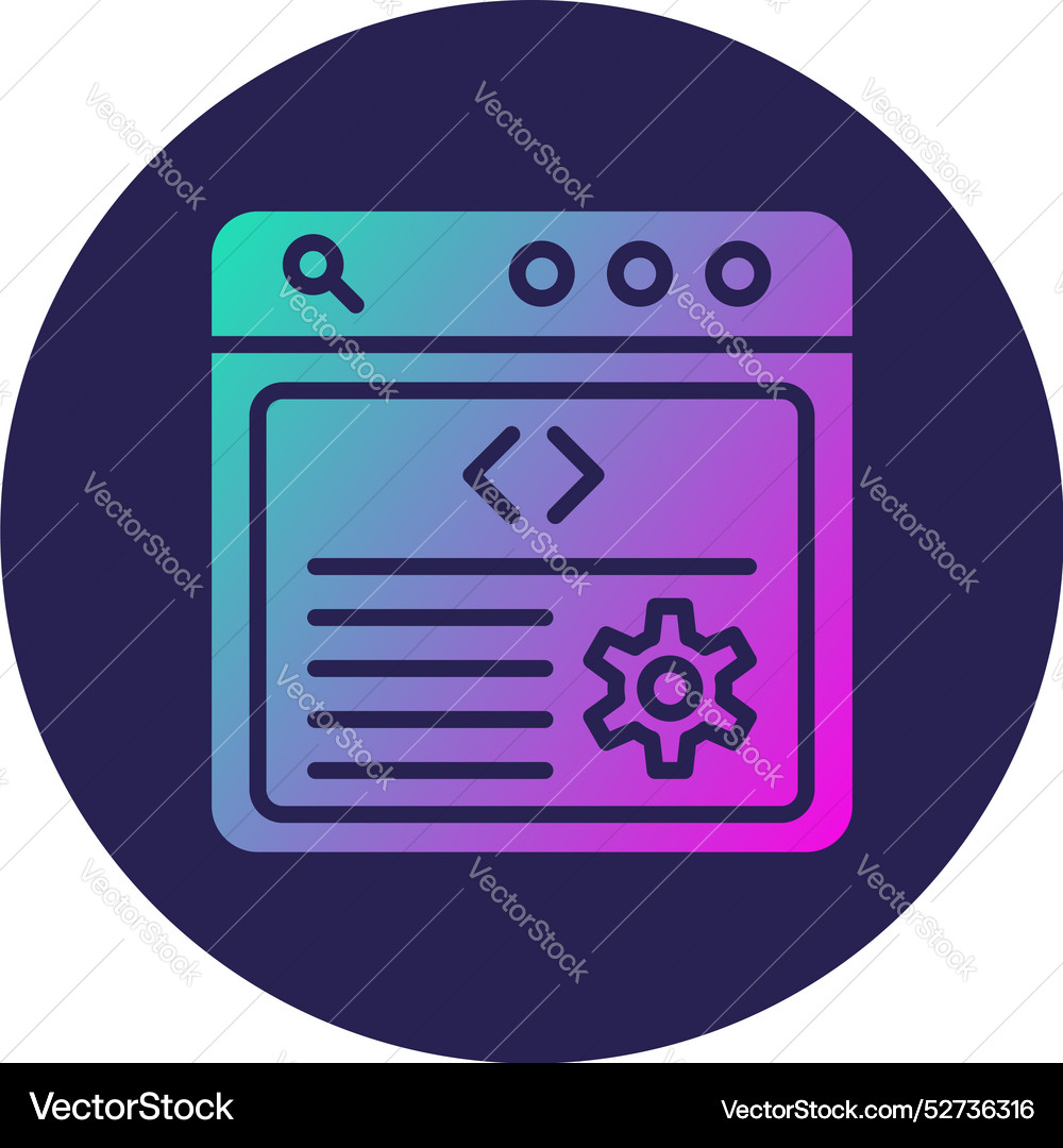Backend glyph circle gradient icon Royalty Free Vector Image