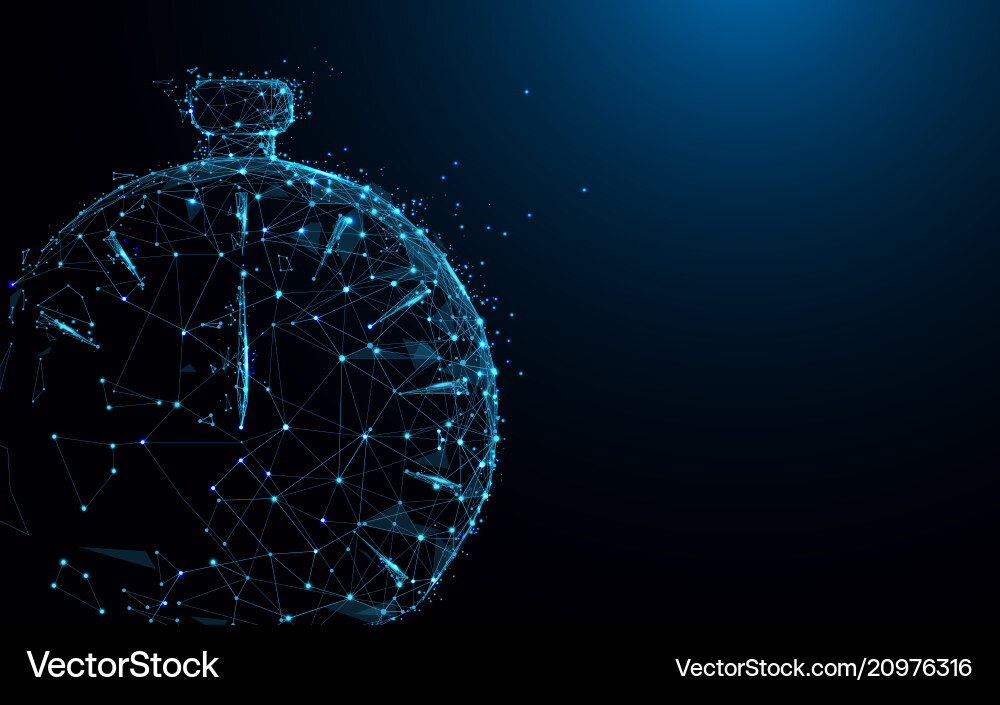 Clock form lines and triangles point connecting Vector Image