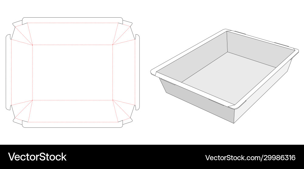 Foldable food container tray die cut template Vector Image