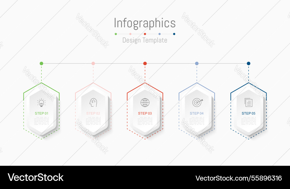 Infographic 5 options design elements Royalty Free Vector