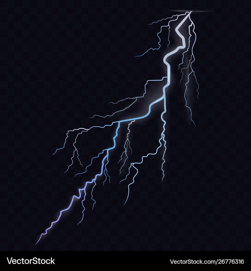 Lightning bolt thunderbolt glowing realistic Vector Image