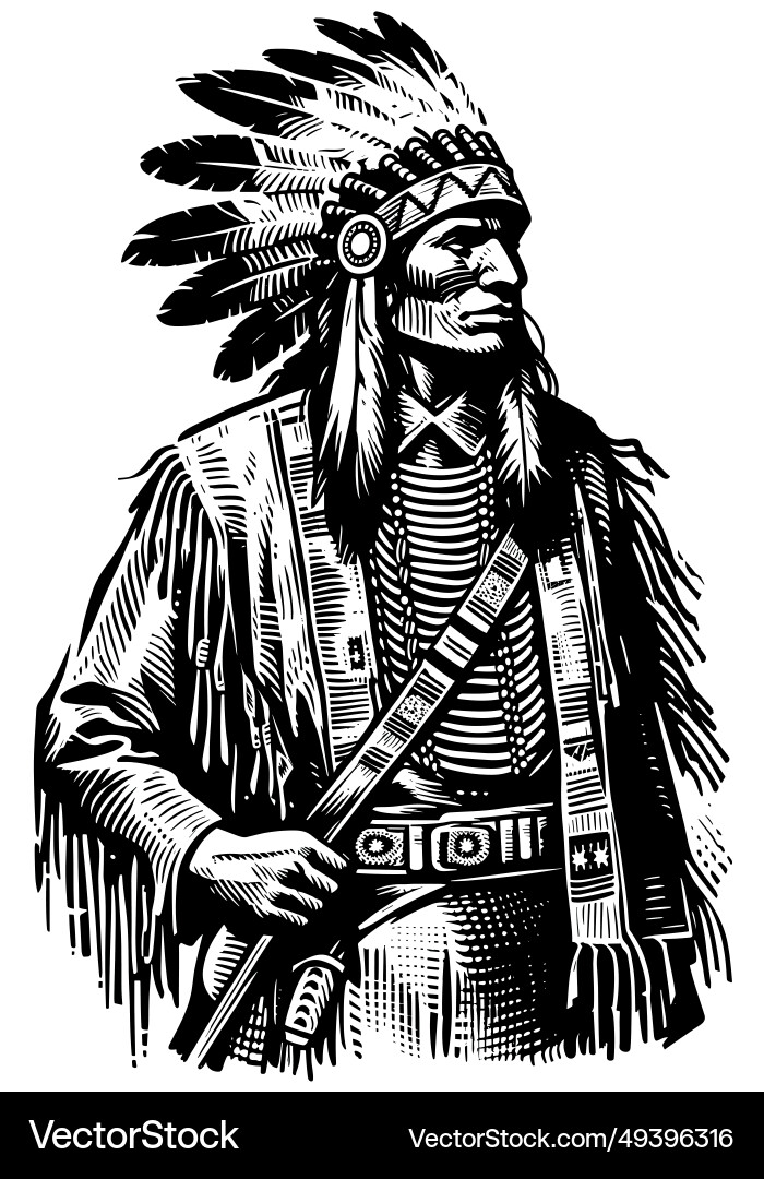 Native American Chief Portrait Royalty Free Vector Image
