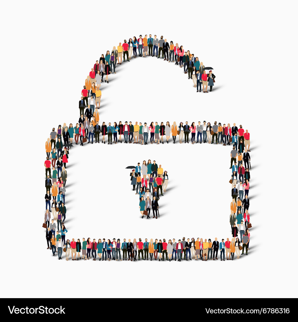 People shape lock group Royalty Free Vector Image