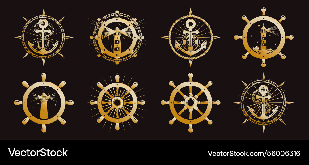Retro nautical emblem set Royalty Free Vector Image