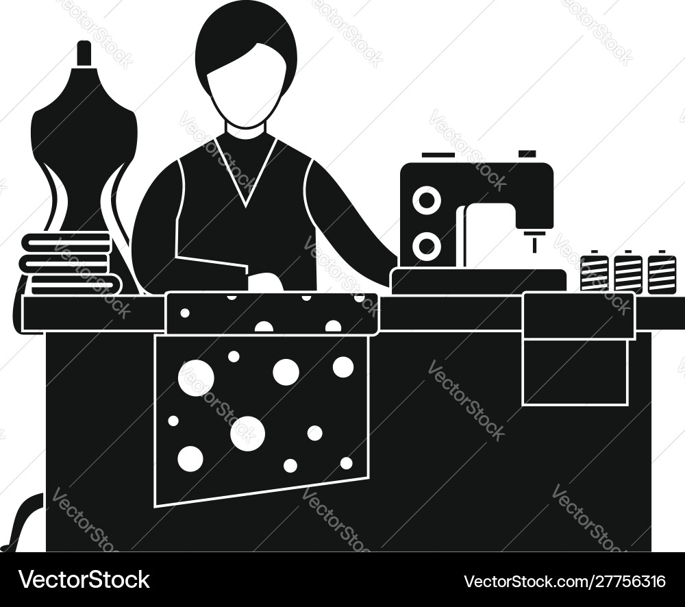 Sewing woman working icon simple style Royalty Free Vector