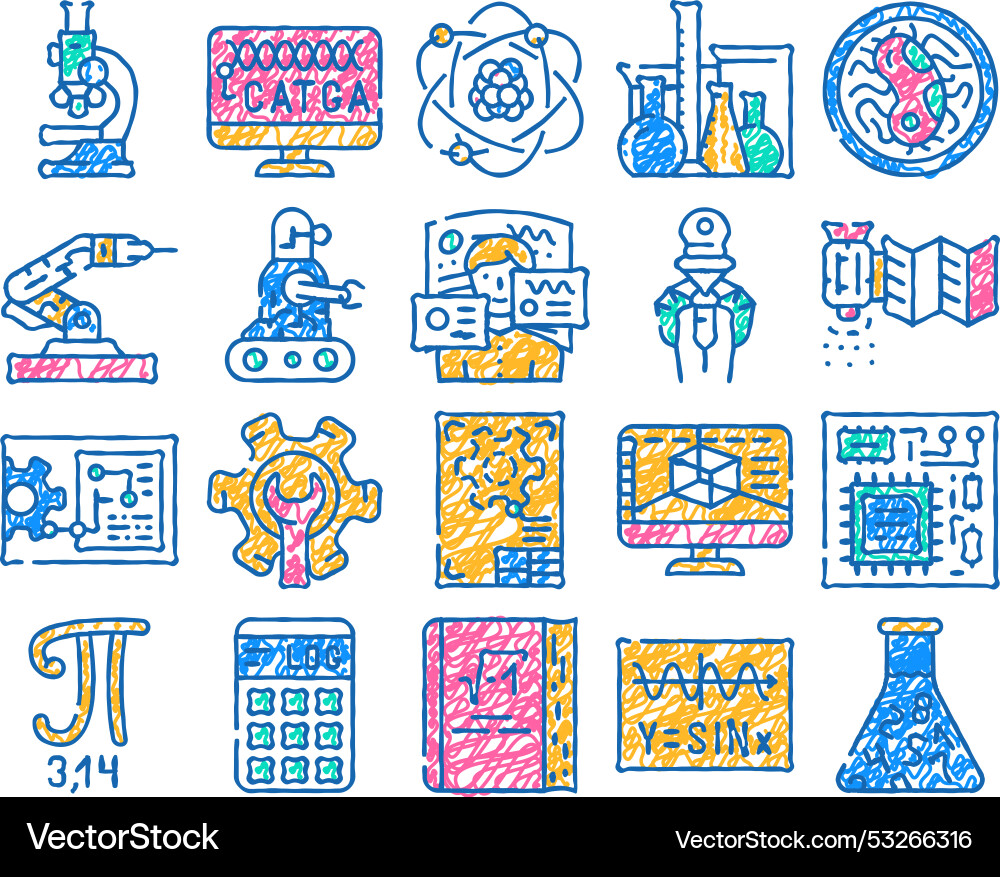 Stem engineer process and science icon hand drawn Vector Image